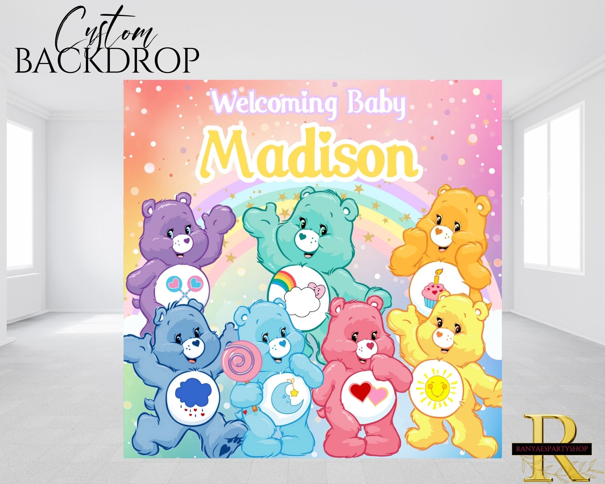 Care Bears Pastel Backdrop | Care Bears Banner | Care Bear Birthday Ba ...
