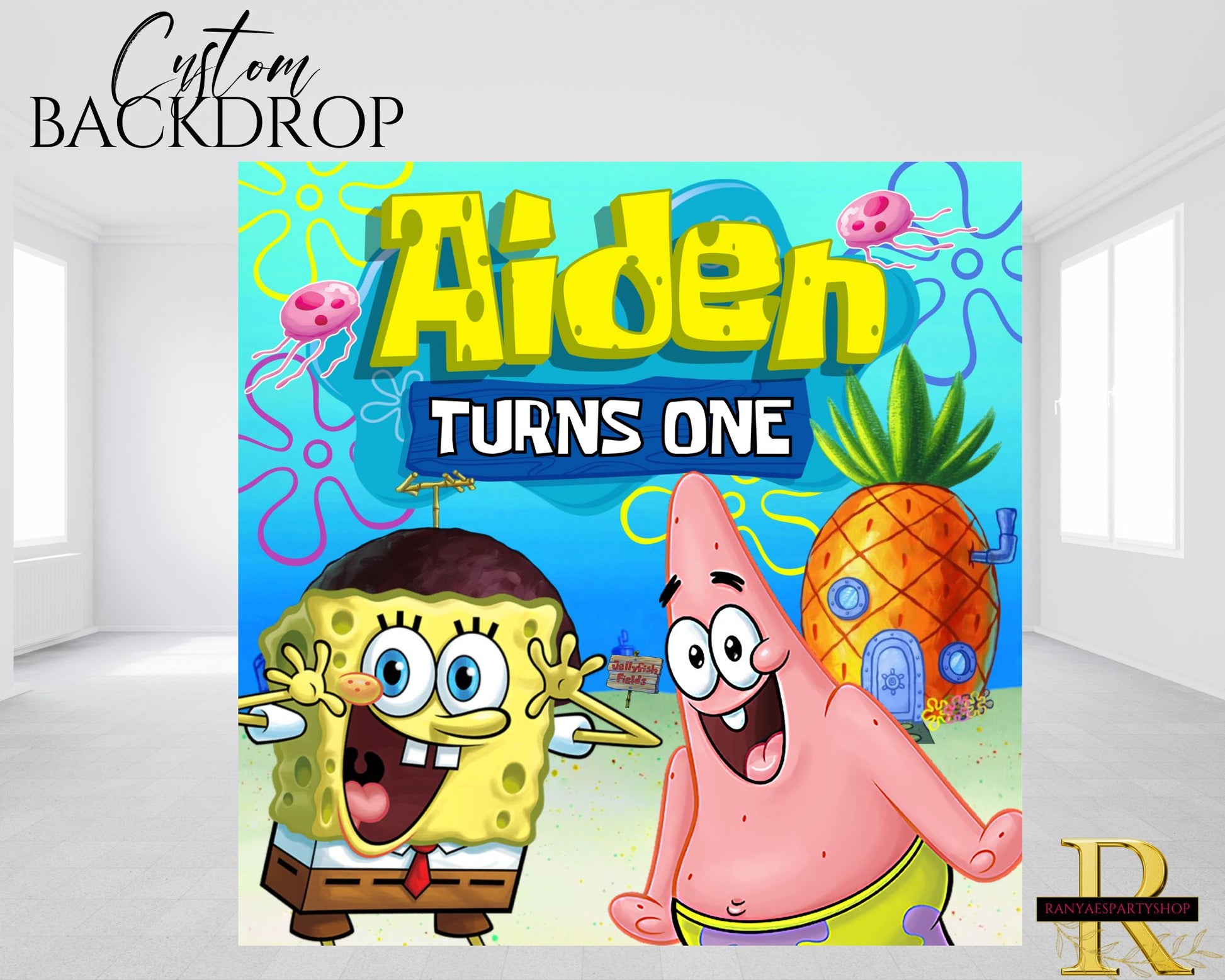 Spongebob Birthday Backdrop | Spongebob Birthday Banner | Birthday Bac ...