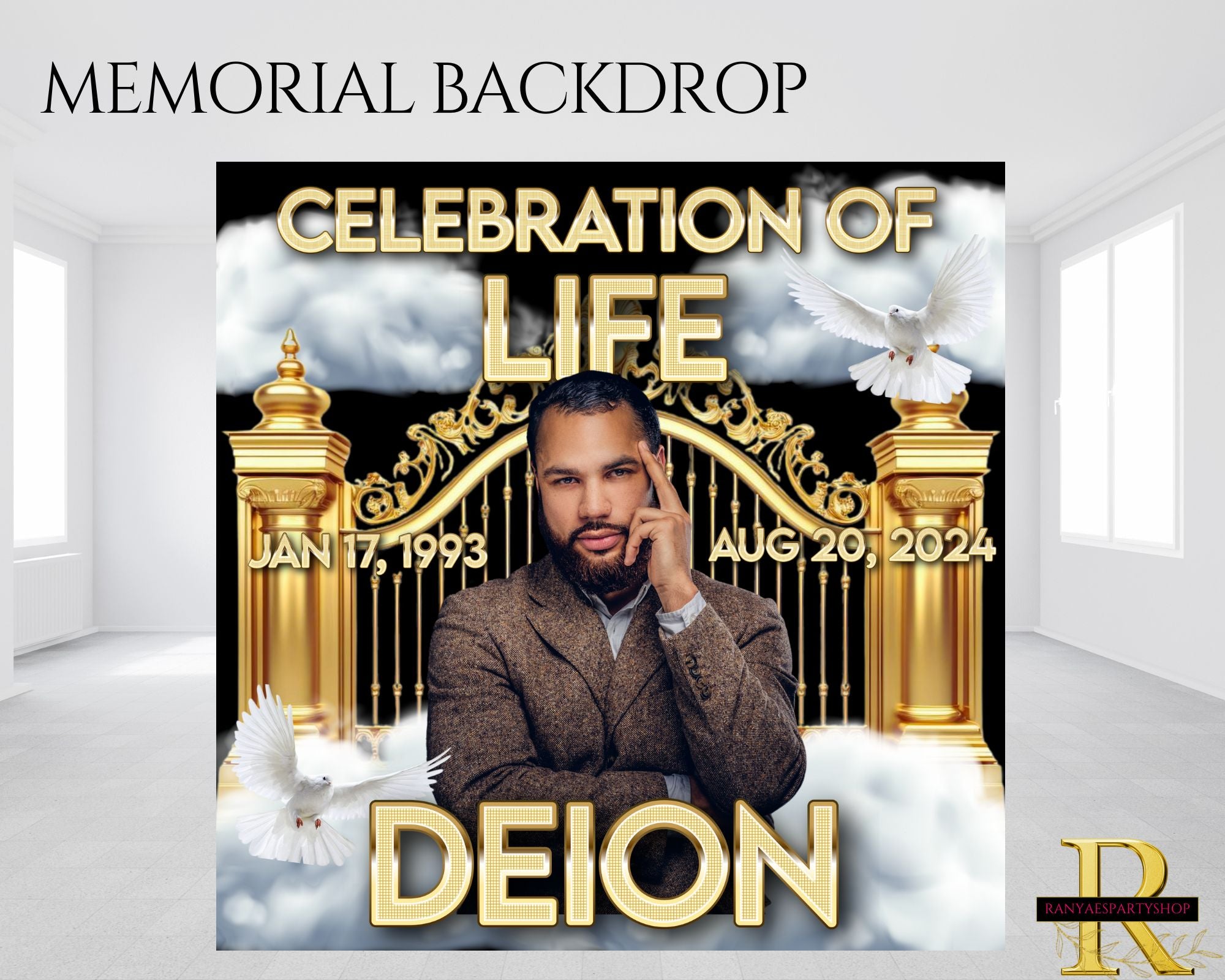 Memorial Backdrop | Celebration of Life Backdrop | Homegoing Backdrop ...