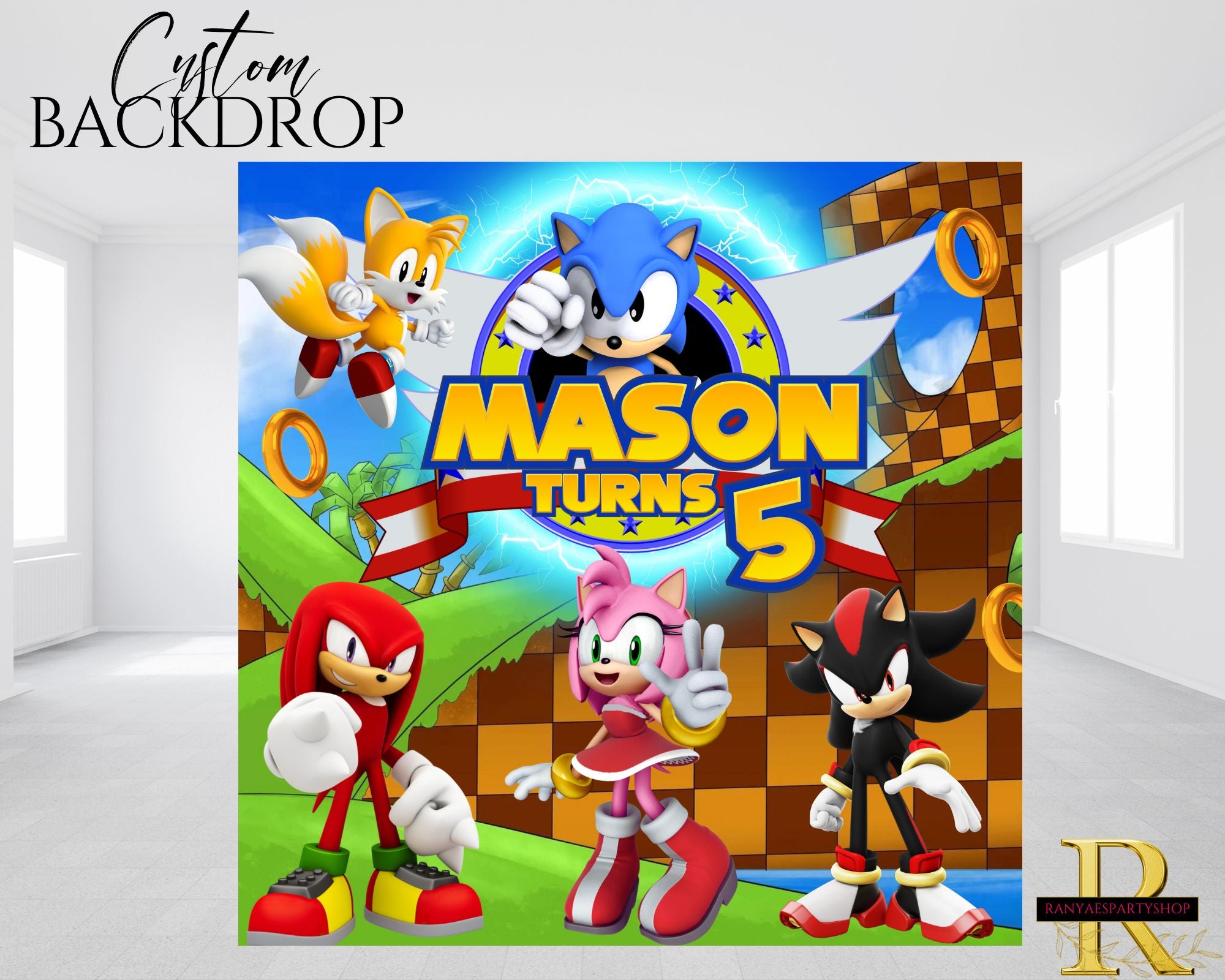 Sonic Birthday Backdrop | Sonic Birthday Banner | Birthday Backdrop ...