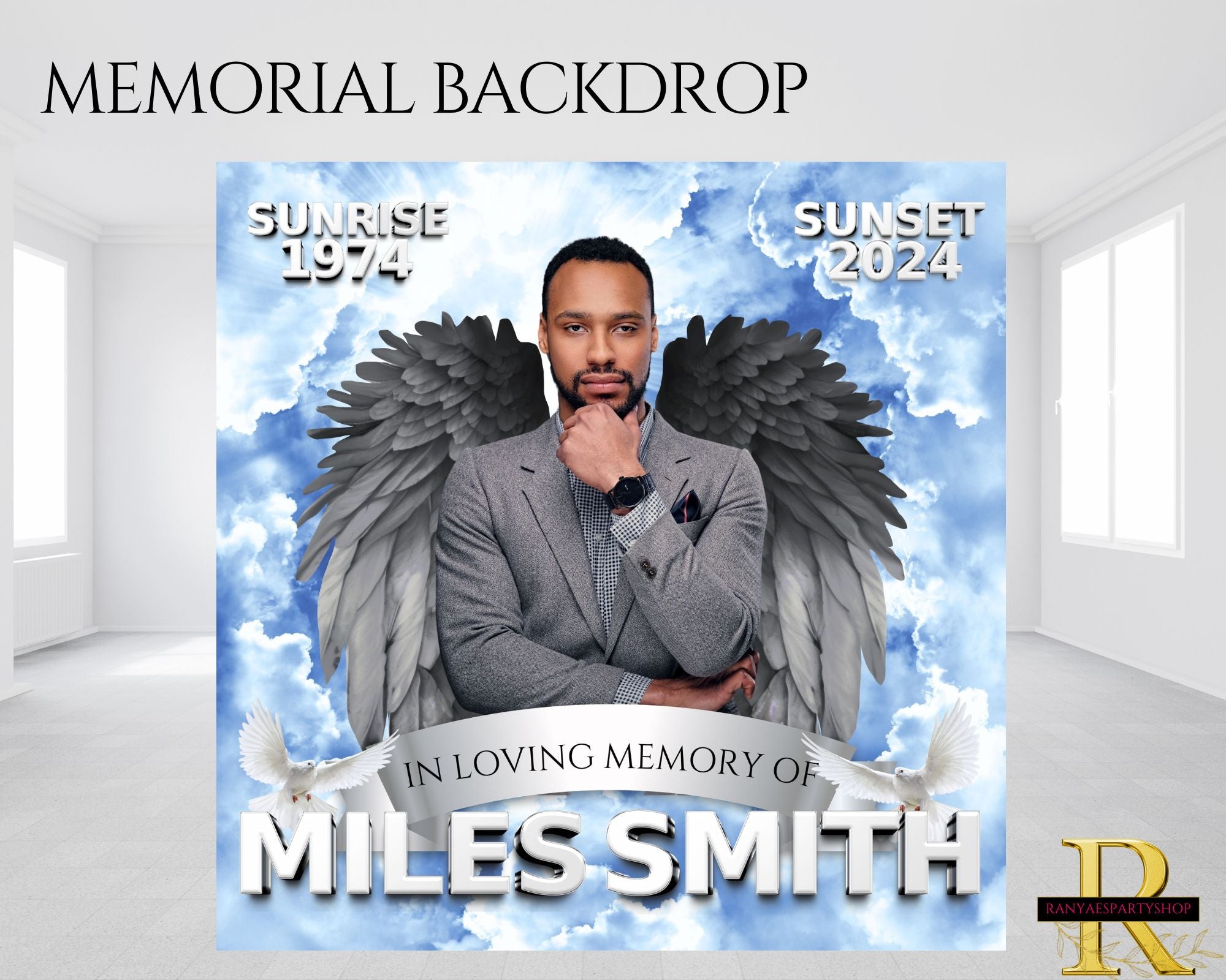 Memorial Backdrop | Celebration of Life Backdrop | Homegoing Backdrop ...