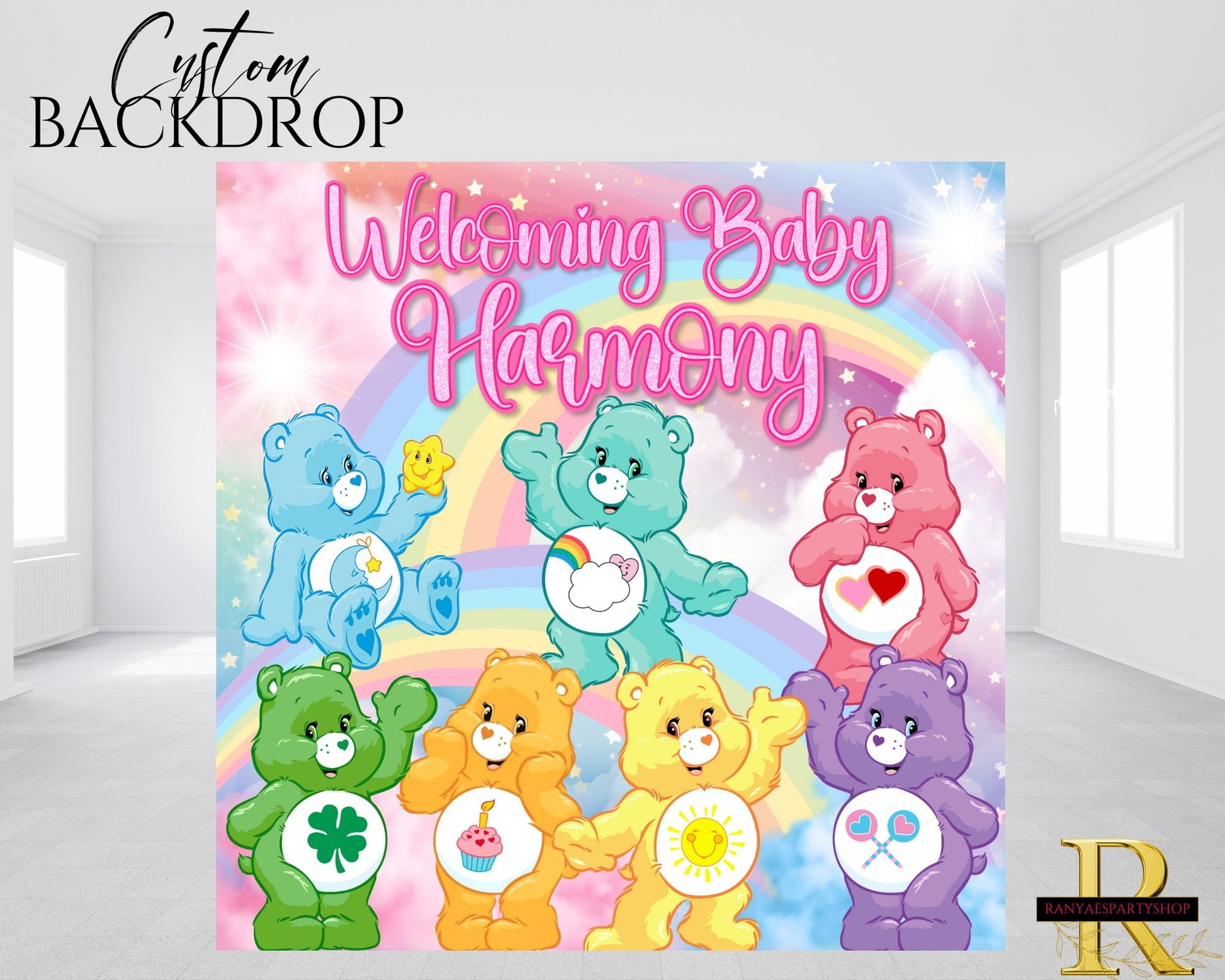 Care Bears Pastel Backdrop | Care Bears Banner | Care Bear Birthday Ba ...
